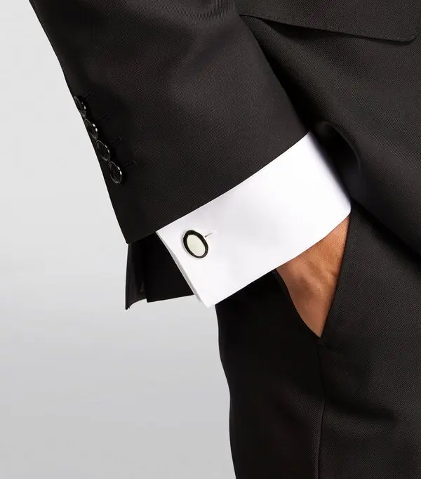 DEAKIN & FRANCIS Enamelled Stud Cufflinks - Black