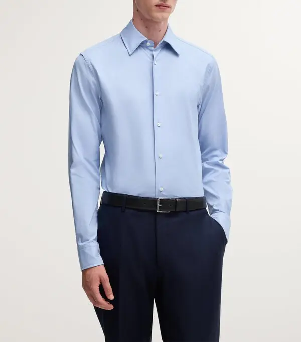 BOSS Stretch-cotton Slim Shirt - Blue