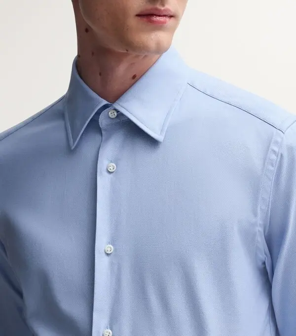 BOSS Stretch-cotton Slim Shirt - Blue