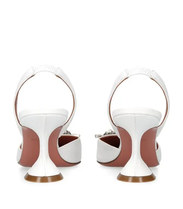 Amina Muaddi Leather Begum Slingback Pumps 70 - White