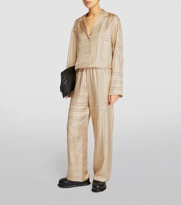 TOTEME Silk Embroidered-monogram Shirt - Ivory