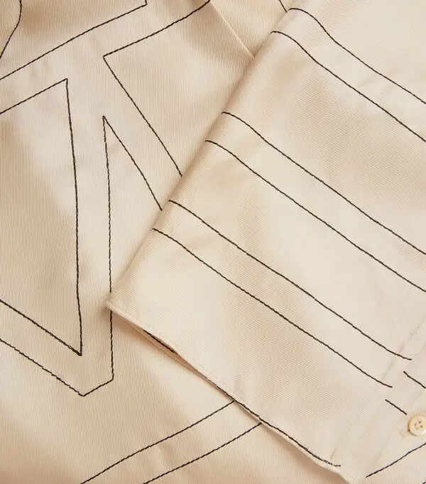 TOTEME Silk Embroidered-monogram Shirt - Ivory