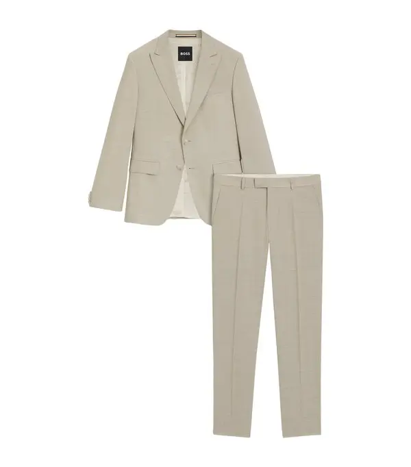 BOSS Virgin Wool Slim 2-piece Suit - White
