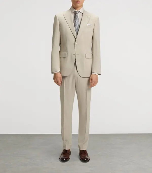 BOSS Virgin Wool Slim 2-piece Suit - White