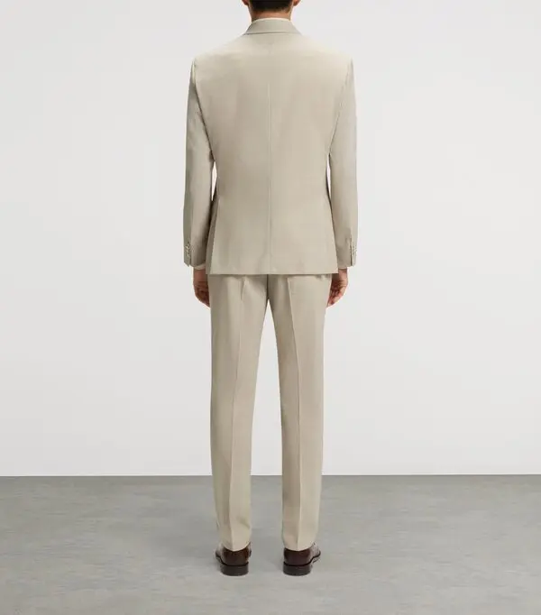 BOSS Virgin Wool Slim 2-piece Suit - White