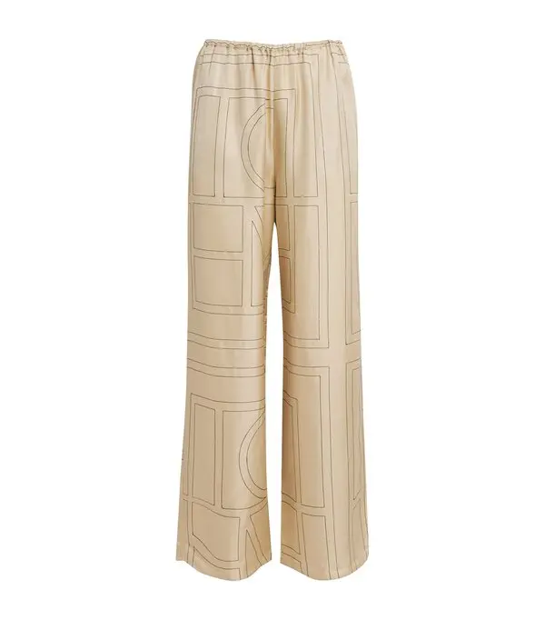 TOTEME Silk Monogram Trousers - Ivory