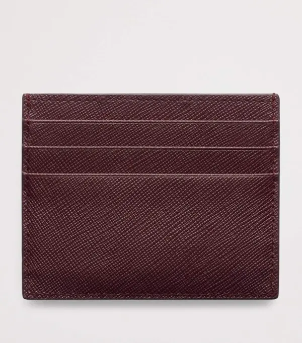 Prada Saffiano Leather Card Holder - Burgundy
