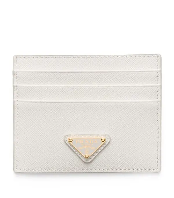 Prada Saffiano Leather Card Holder - White