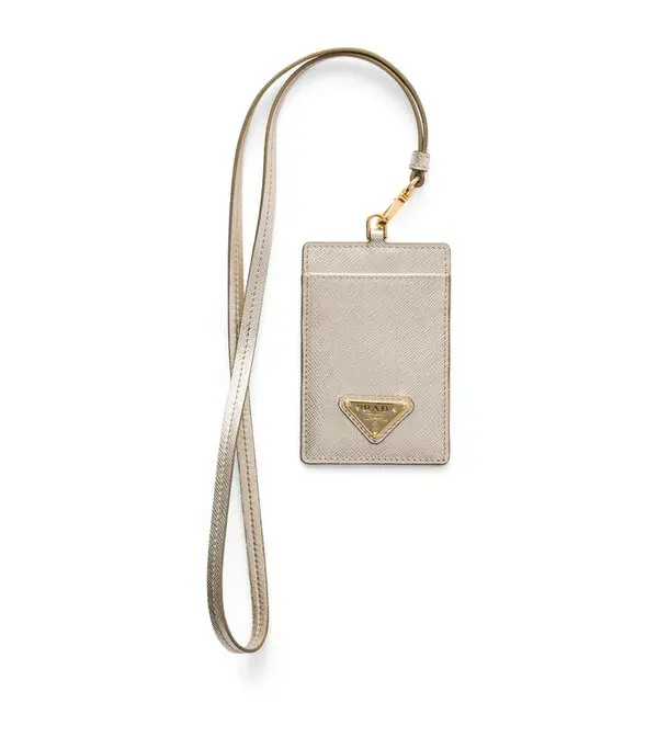 Prada Saffiano Leather Badge Holder - Metallic