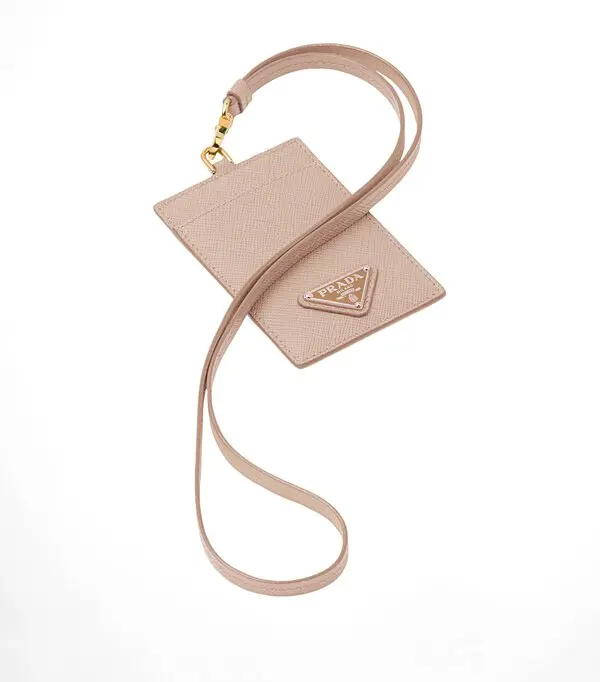 Prada Saffiano Leather Badge Holder - Nude
