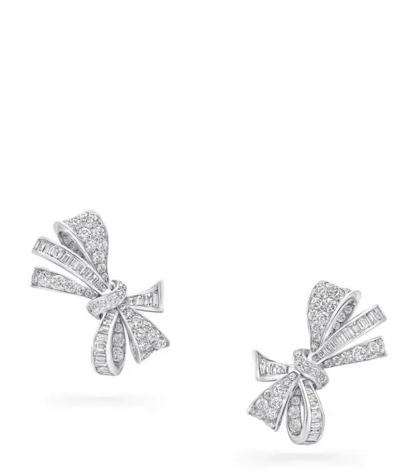 Graff Gold And Diamond Tilda’s Bow Stud Earrings - White
