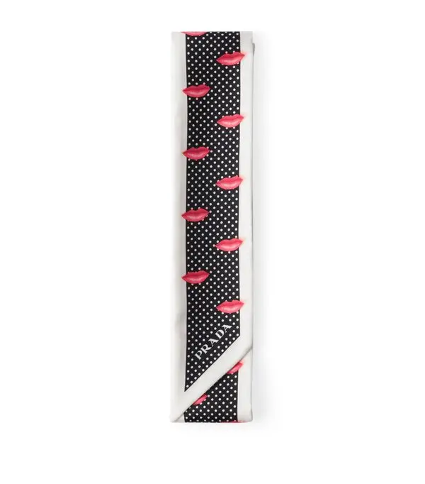 Prada Silk Printed Skinny Scarf - Black