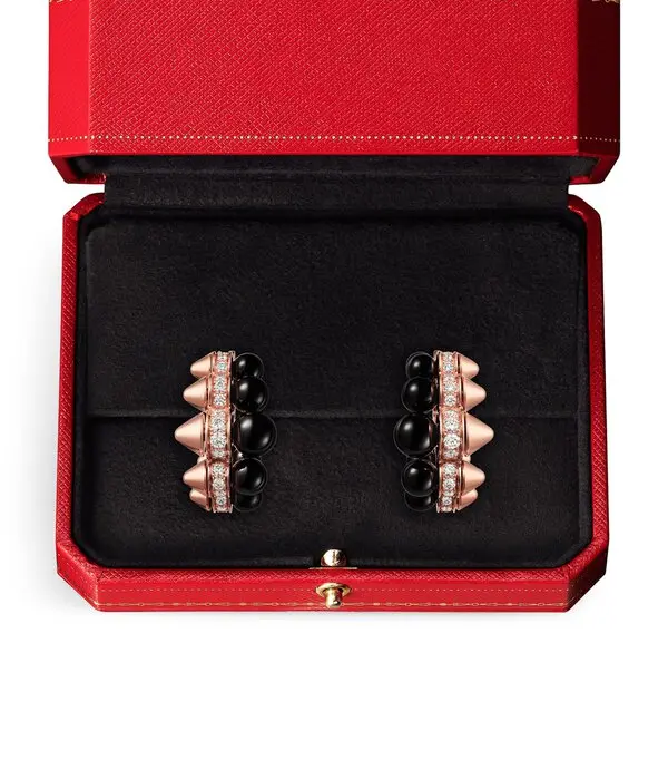 Cartier Diamond And Onyx Earrings
