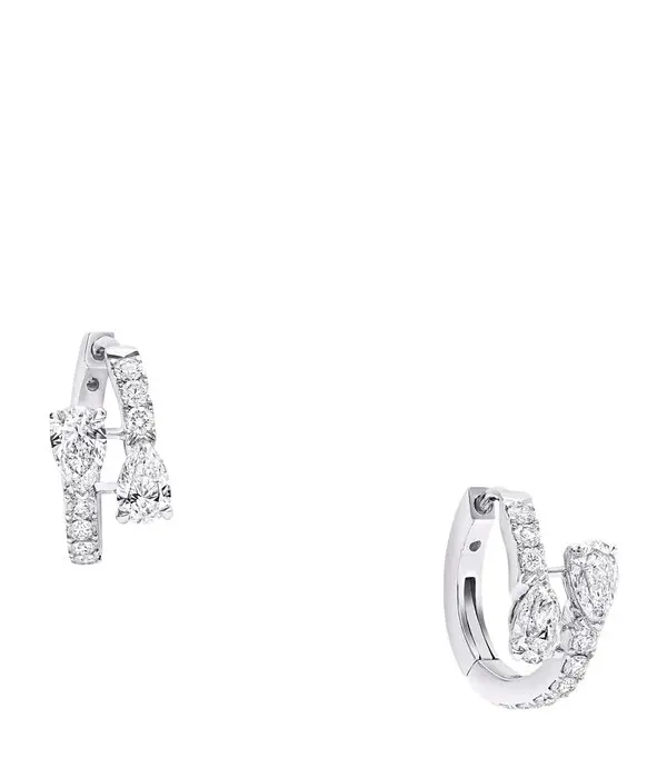 Graff Gold And Diamond Duet Hoop Earrings - White