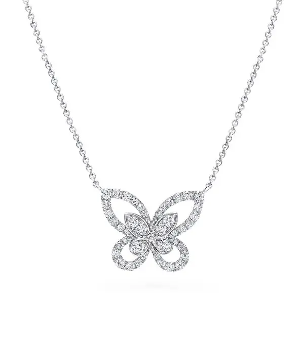 Graff Gold And Diamond Mini Butterfly Pendant Necklace - White