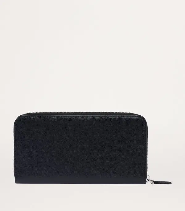 Prada Large Saffiano Leather Zipped Wallet - Black