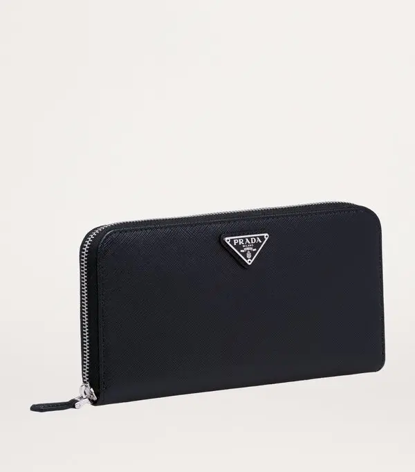 Prada Large Saffiano Leather Zipped Wallet - Black