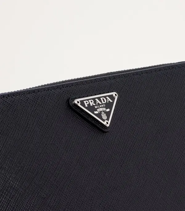 Prada Large Saffiano Leather Zipped Wallet - Black