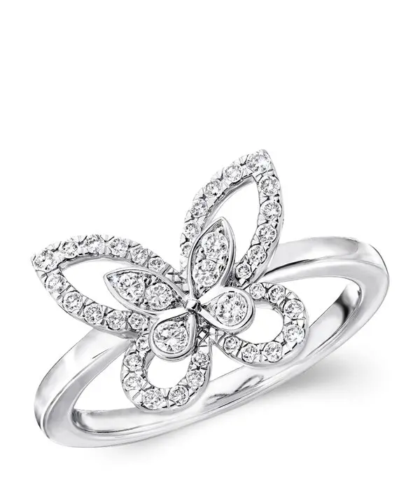 Graff Mini Butterfly Diamond And Gold Ring - White