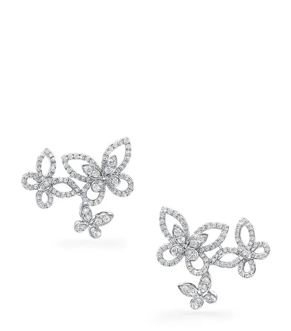 Graff Gold And Diamond Butterfly Earrings - White