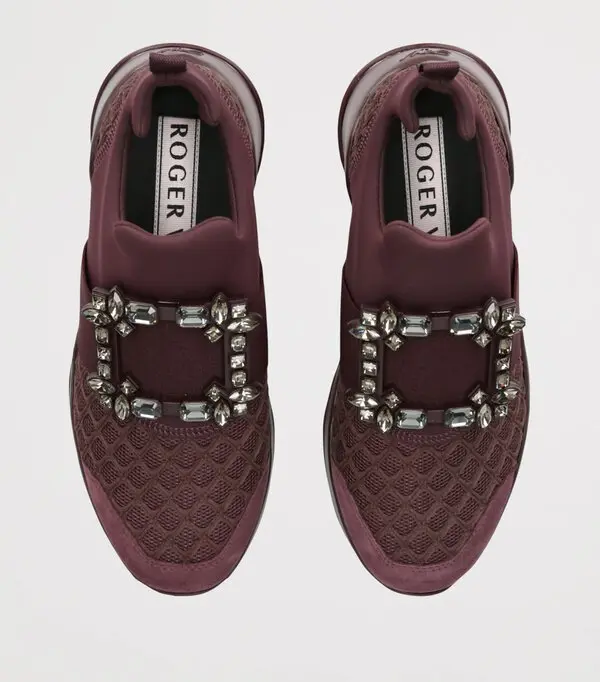 ROGER VIVIER Embellished Buckle Sneakers - Burgundy