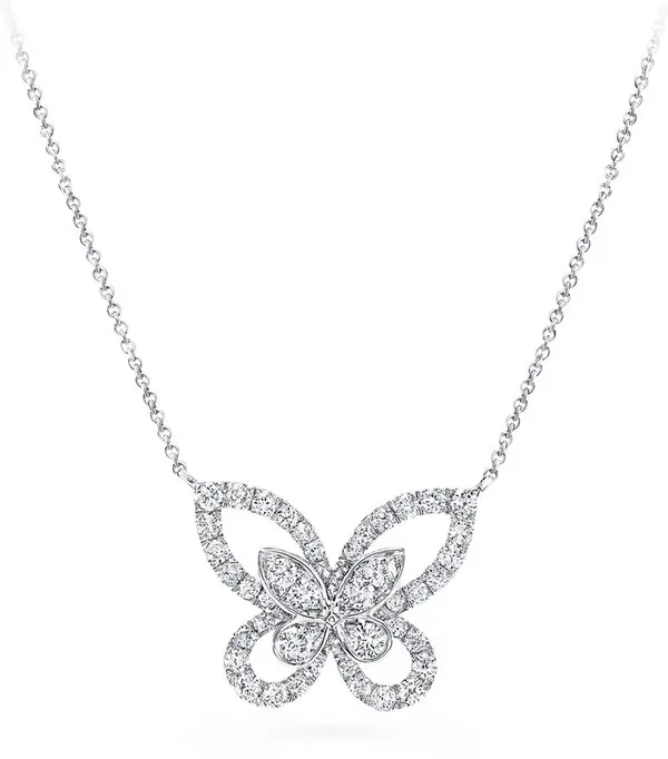 Graff Gold And Diamond Butterfly Pendant Necklace - White