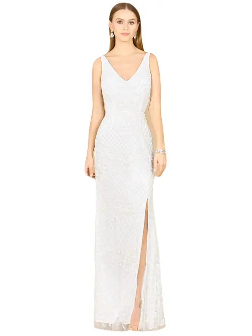 LARA NEW YORK Beaded Bridal Gown With Lace-up Back - Ivory