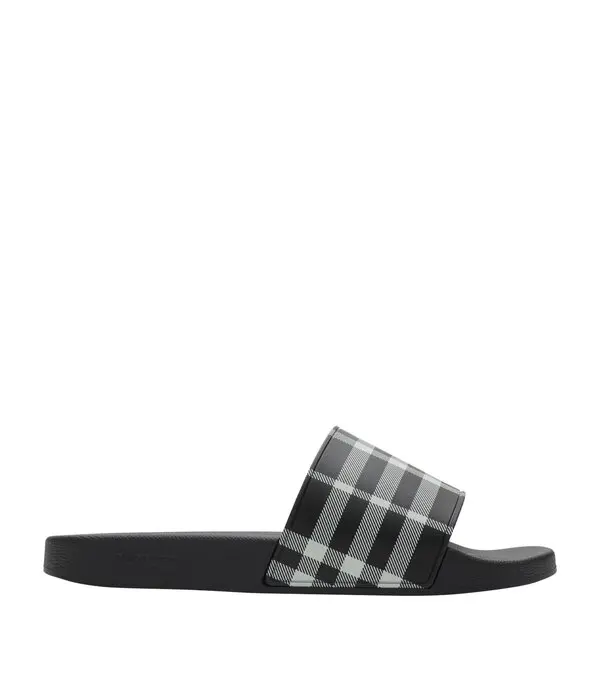Burberry Check Print Slides - Black