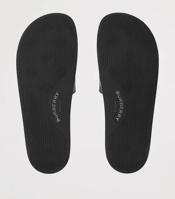Burberry Check Print Slides - Black