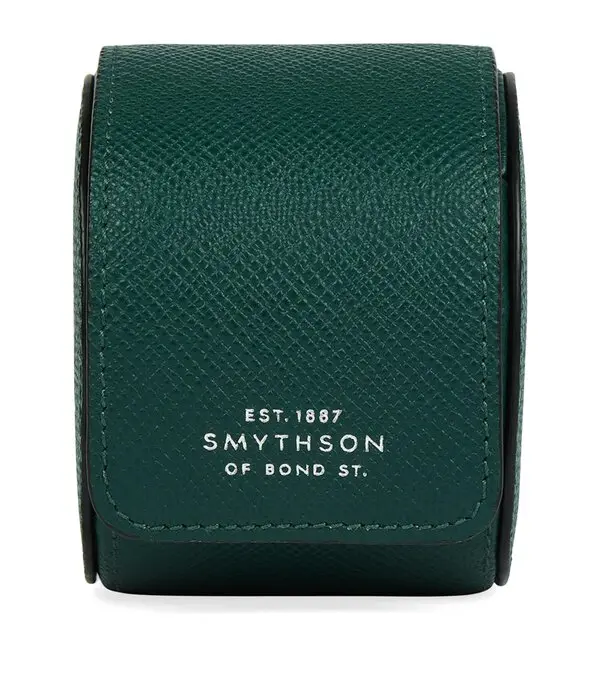 Smythson Panama Leather Watch Roll - Green