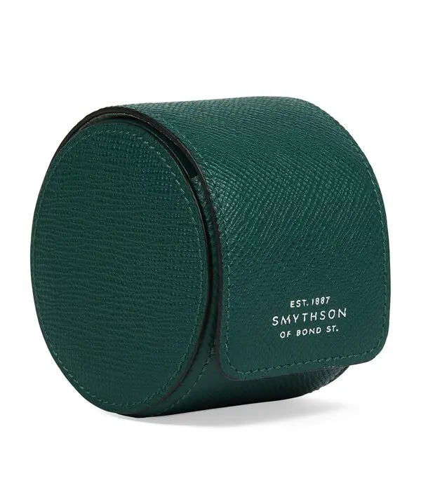 Smythson Panama Leather Watch Roll - Green