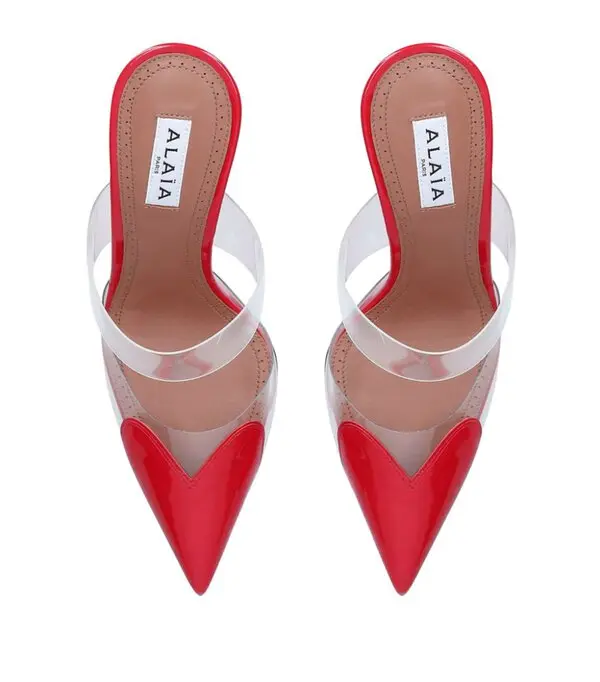 Alaïa Leather Coeur Mules 90