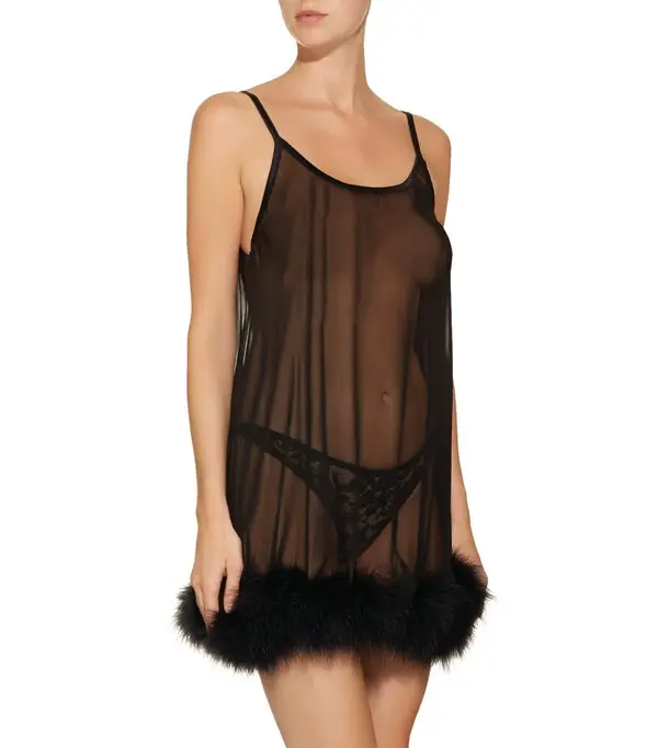 GILDA & PEARL Diana Marabou Babydoll - Black