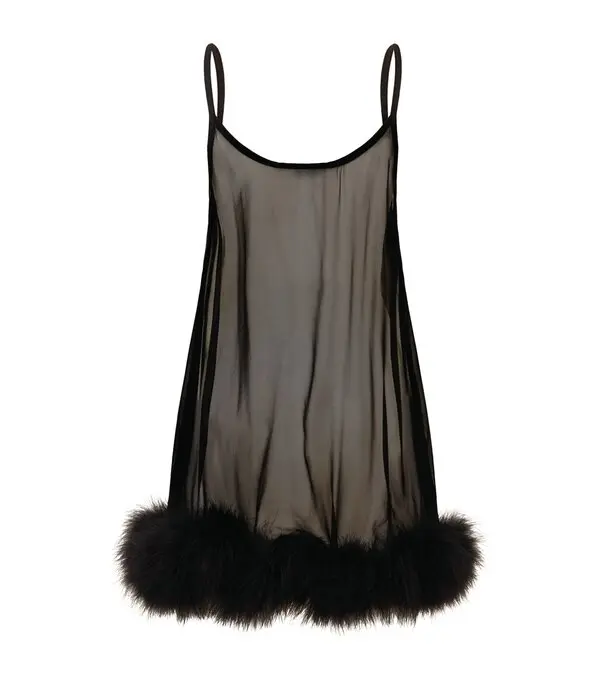 GILDA & PEARL Diana Marabou Babydoll - Black