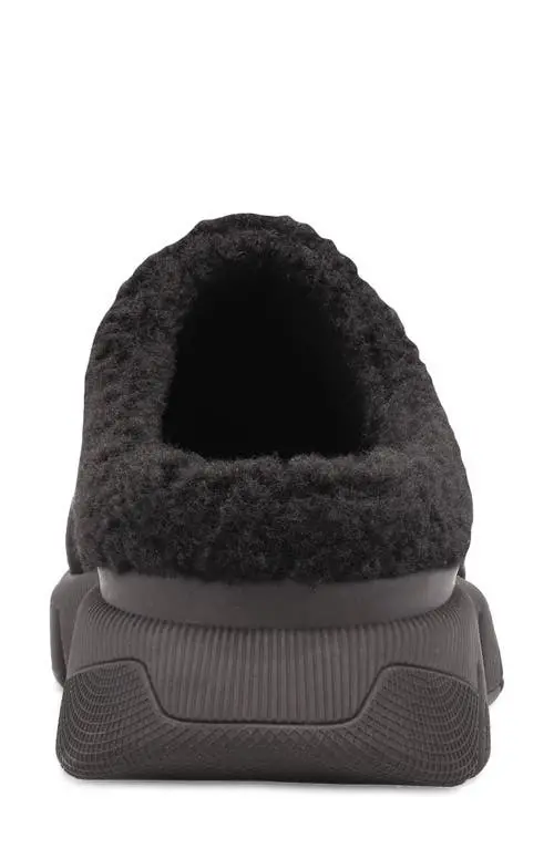 Mia Genuine Shearling Slipper - Black