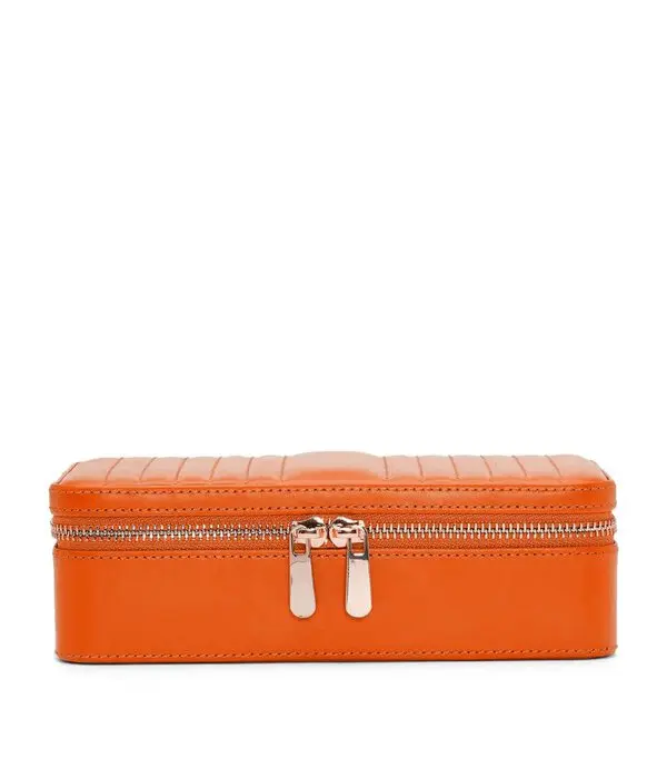Wolf Medium Leather Maria Jewellery Case - Orange