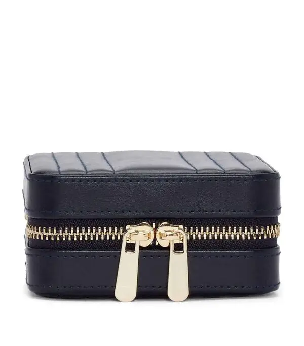 Wolf Small Leather Maria Jewellery Case - Navy