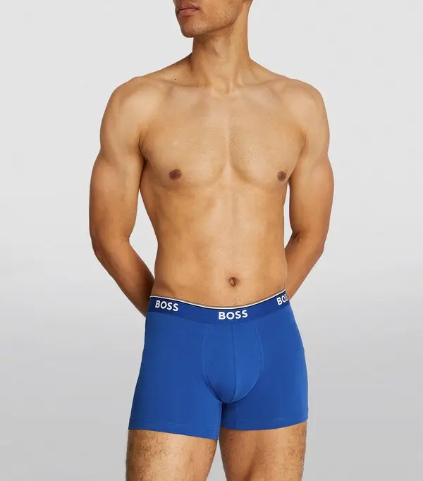 BOSS Stretch-cotton Logo Trunks - Blue