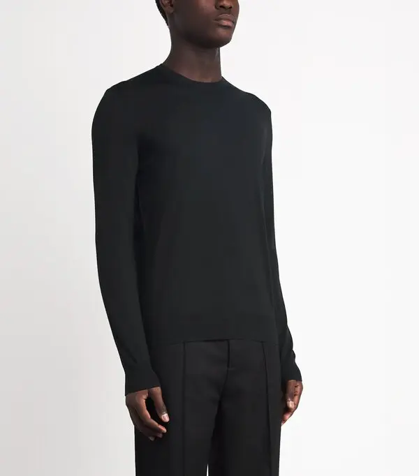 Giorgio Armani Virgin Wool Crew-neck Sweater - Black