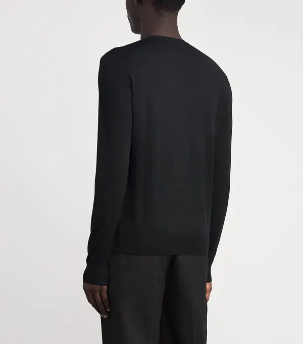 Giorgio Armani Virgin Wool Crew-neck Sweater - Black