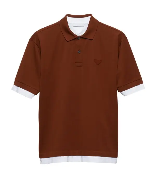 Prada Cotton Layered Polo Shirt - Brown