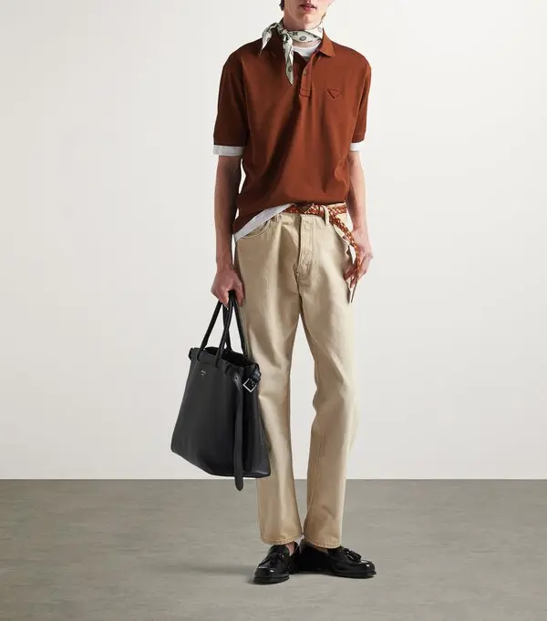 Prada Cotton Layered Polo Shirt - Brown