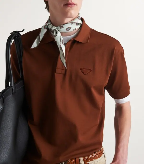 Prada Cotton Layered Polo Shirt - Brown