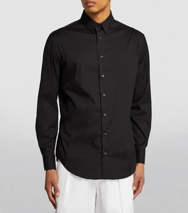 Giorgio Armani Cotton-blend Shirt - Black