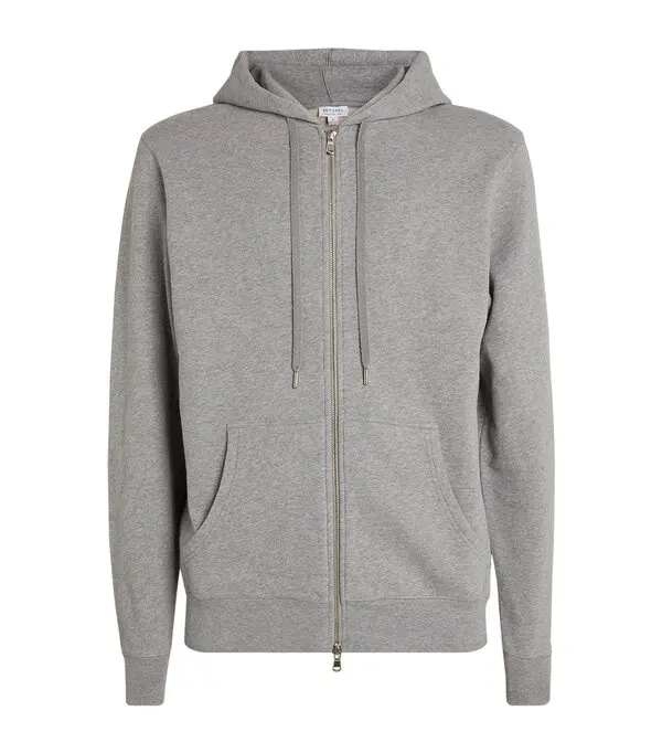 Sunspel Loopback Zip-up Hoodie - Grey