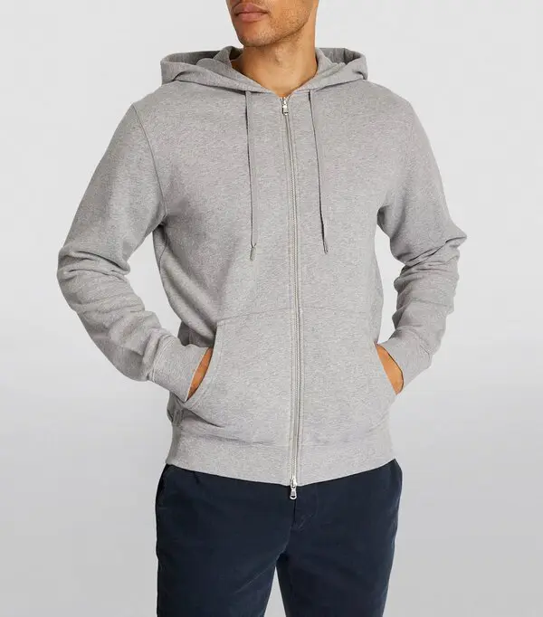 Sunspel Loopback Zip-up Hoodie - Grey