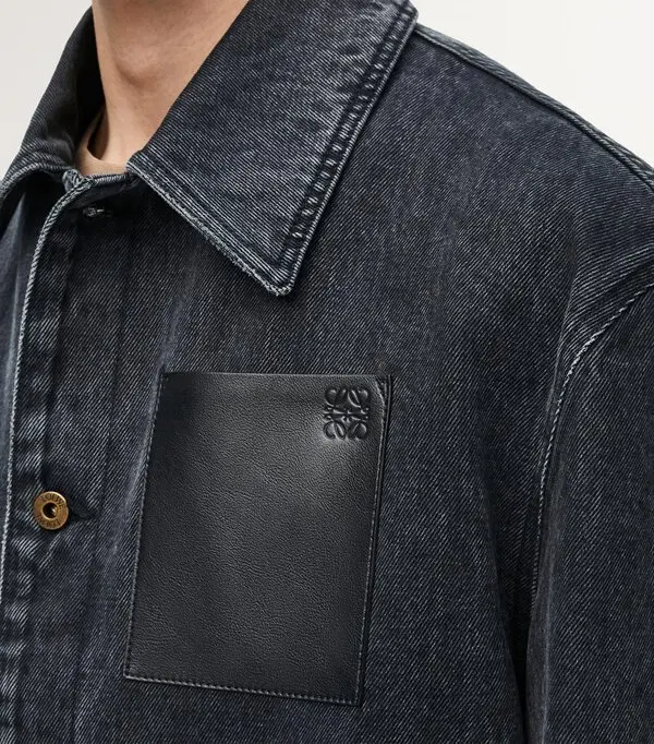 Loewe Leather-trimmed Denim Jacket
