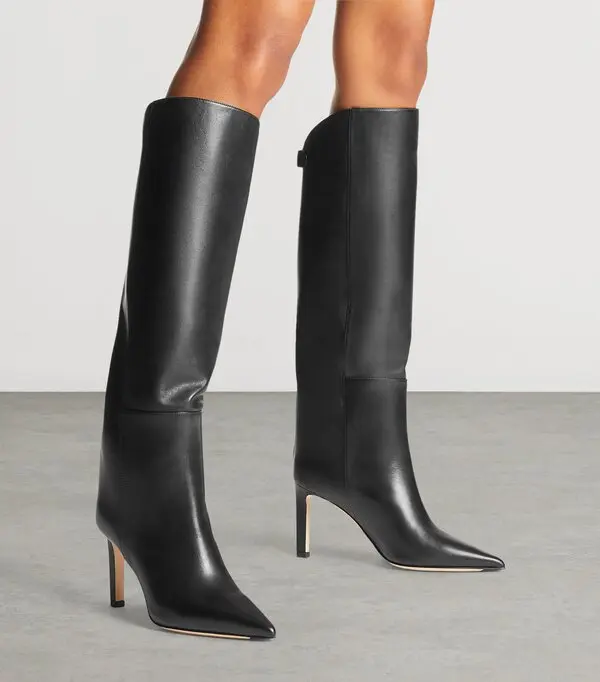 JIMMY CHOO Alizze 85 Leather Knee-high Boots - Black