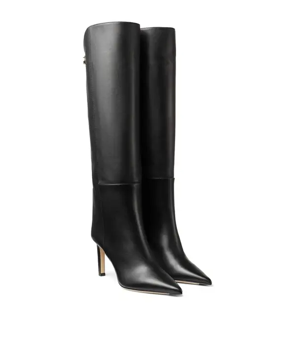 JIMMY CHOO Alizze 85 Leather Knee-high Boots - Black