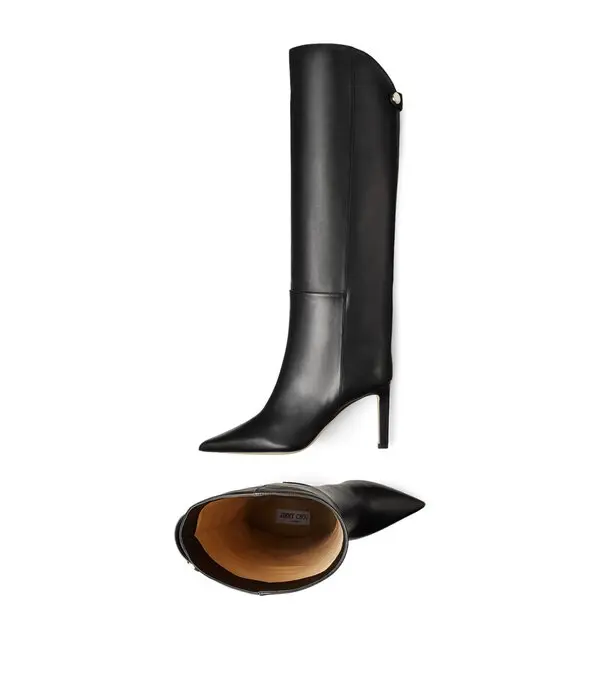 JIMMY CHOO Alizze 85 Leather Knee-high Boots - Black
